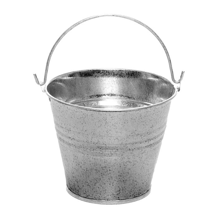 Plain Silver Coloured Galvanised Metal Buckets Pails with Handles
