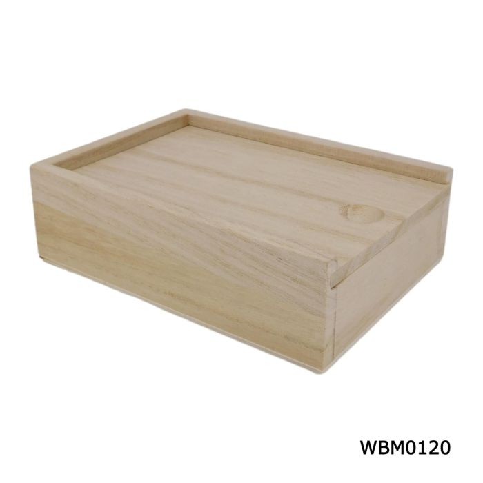 Plain Wooden Box with Sliding Lid USB or Photo Box Choose Size Craftmill