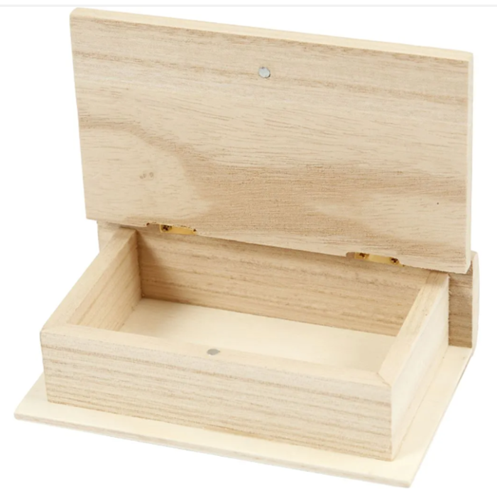 Mini 14cm Rectangular Book Shaped Wooden Box
